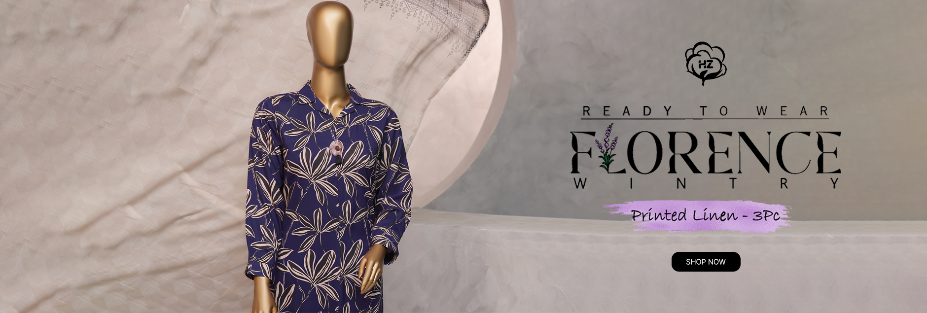 Florence by HZ Textile Printed Linen Wintry Collection 2024 - Ready To ...