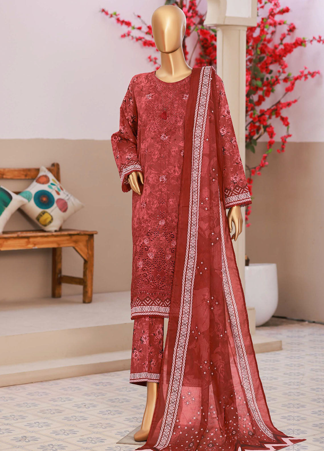 Elegant By HZ Textiles Embroidered Lawn 3 Piece Unstitched Suit HZ26EE ...