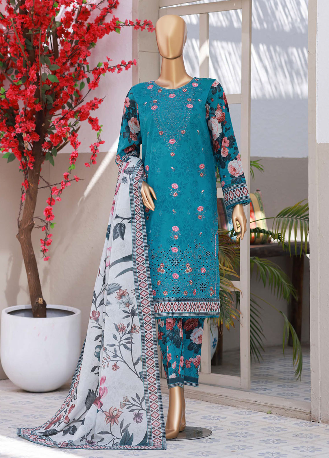Elegant By HZ Textiles Embroidered Lawn 3 Piece Unstitched Suit HZ26EE ...