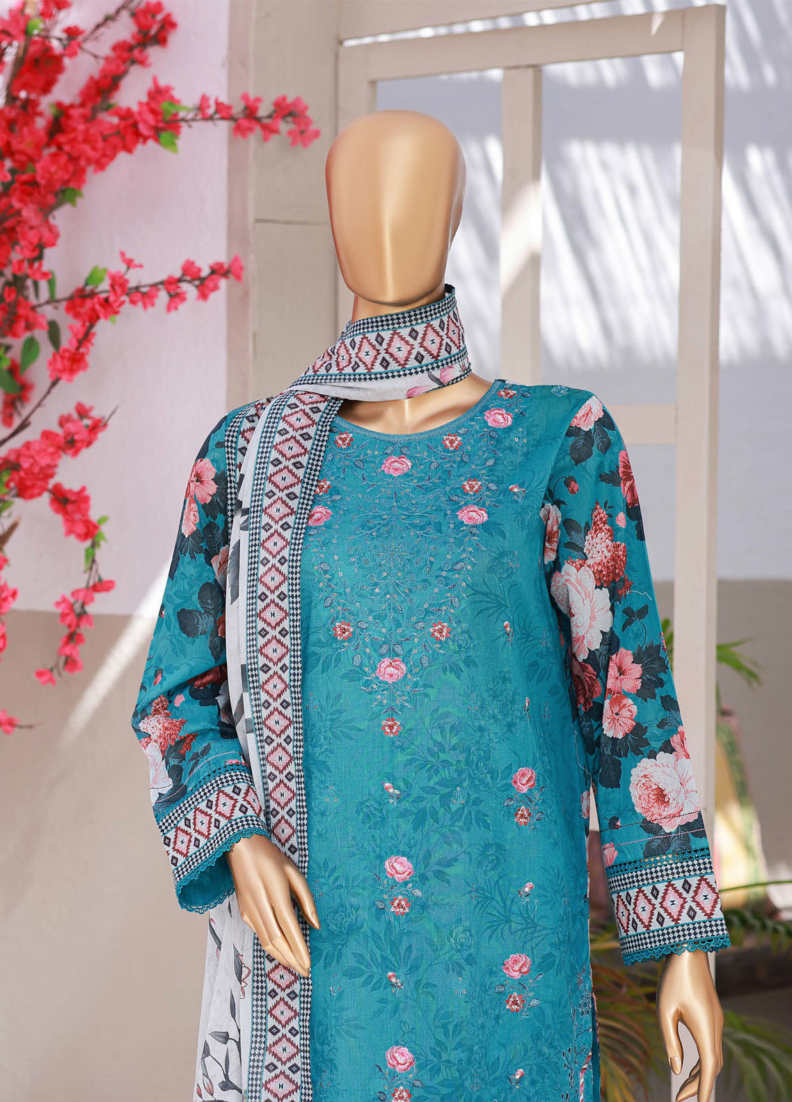 Elegant By HZ Textiles Embroidered Lawn 3 Piece Unstitched Suit HZ26EE ...