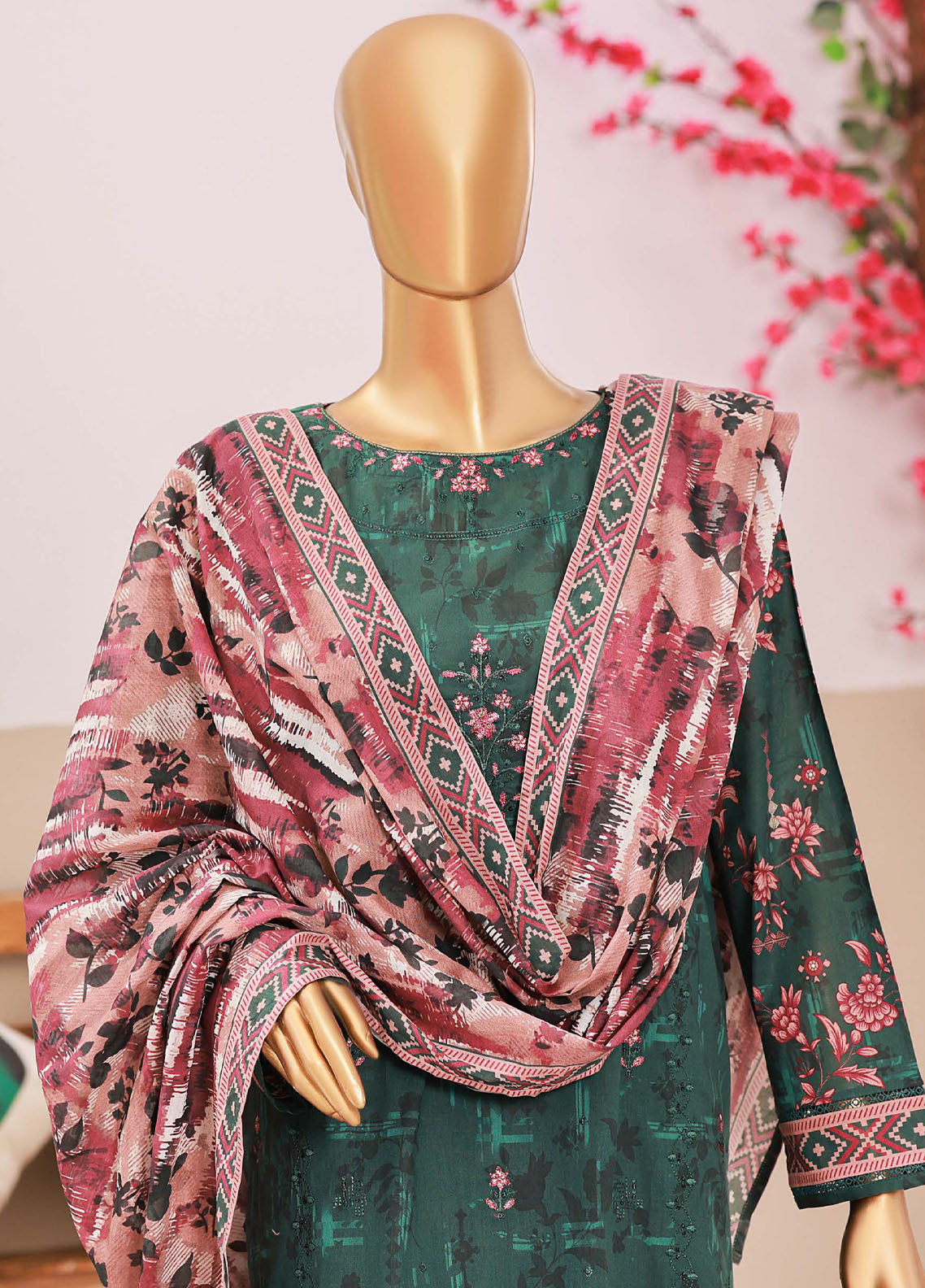 Elegant By HZ Textiles Embroidered Lawn 3 Piece Unstitched Suit HZ26EE ...