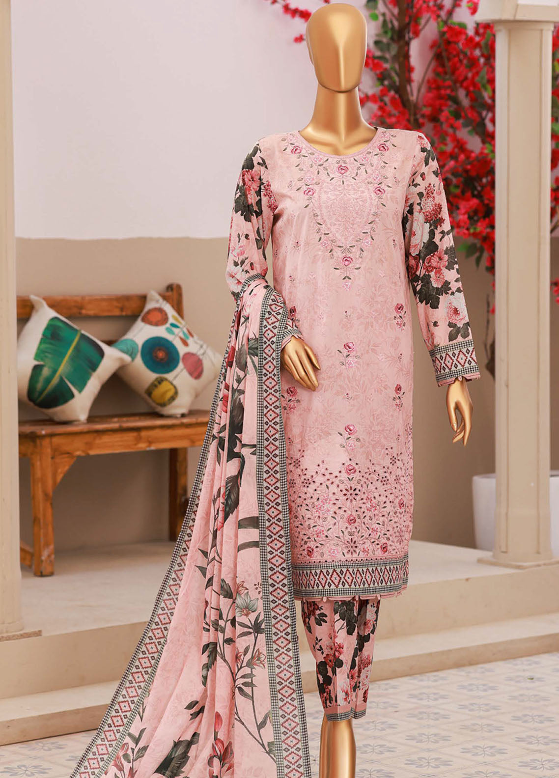 Elegant By HZ Textiles Embroidered Lawn 3 Piece Unstitched Suit HZ26EE ...