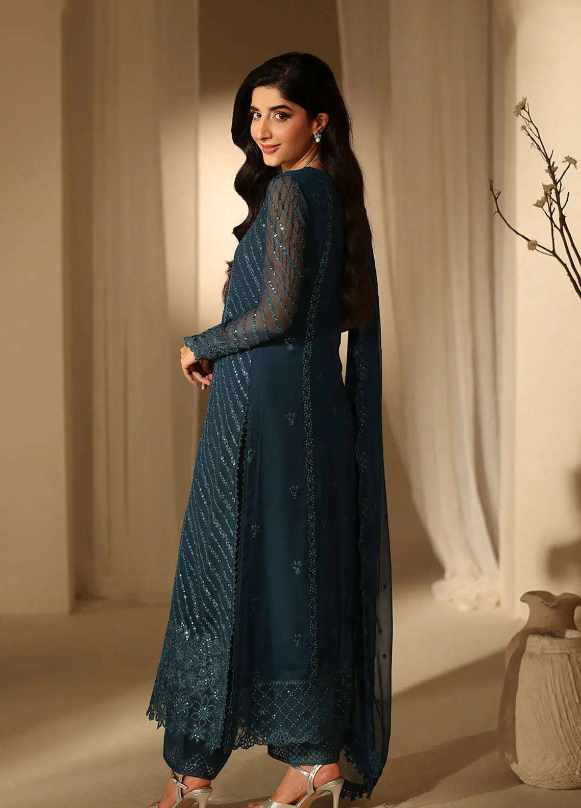 Luxè By Azure Embroidered Chiffon 3 Piece Unstitched Suit AZU25L D-EUP ...
