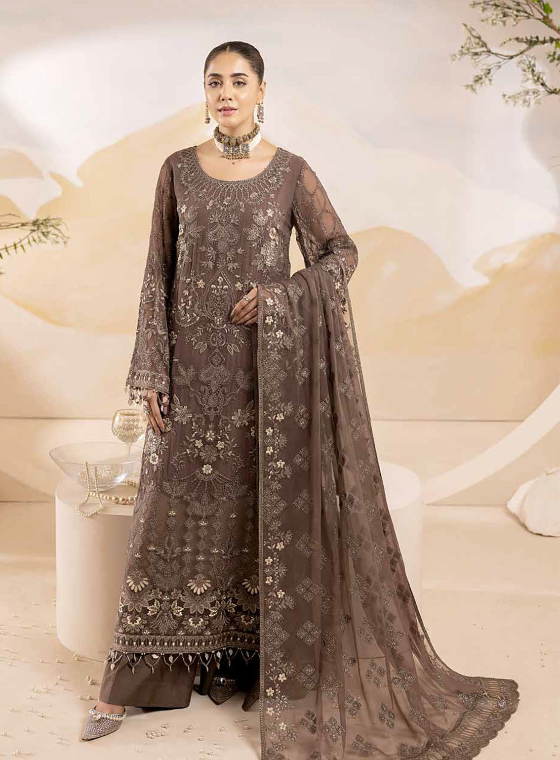 Pareesa By Lavish Premium Embroidered Chiffon 3 Piece Unstitched Suit ...